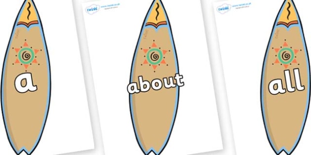 100 High Frequency Words on Surf Boards