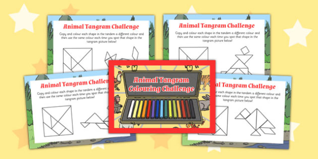 Chinese New Year Colouring Tangram Challenge Cards - challenge