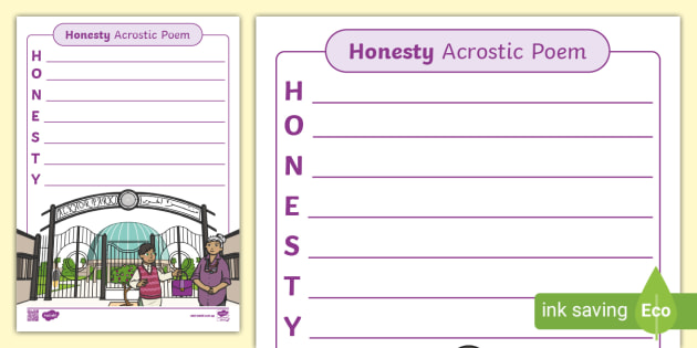 * NEW * Honesty Acrostic Poem (teacher made)