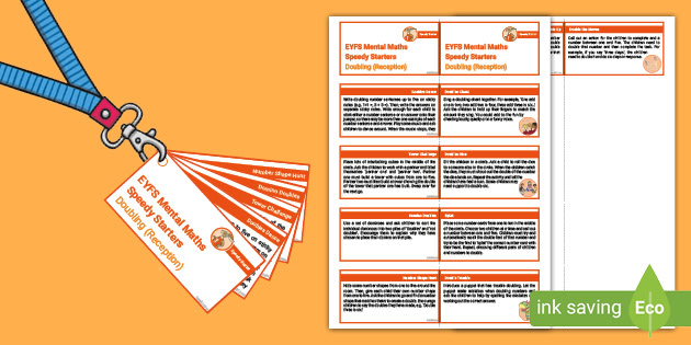 Lanyard-Sized EYFS Maths Speedy Starters: Doubling (Reception)