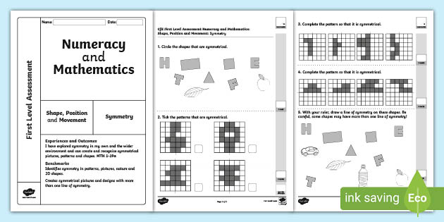 First Level Numeracy And Mathematics Assessment Symmetry