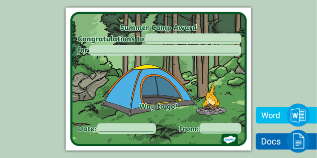 Editable Summer Camp Certificates (teacher made)
