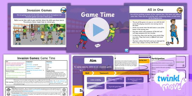 👉 Twinkl Move PE - Year 2 Invasion Games Lesson 6 - Game Time and Teamwork