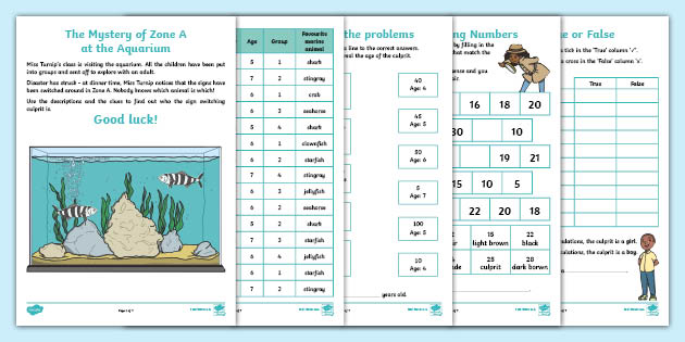 KS1 The Mystery of Zone A at the Aquarium Worksheets