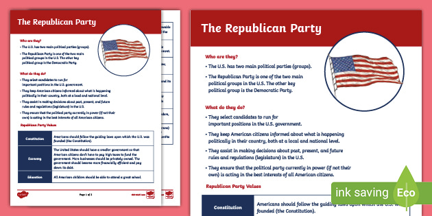 Republican Party Values Information Sheet (teacher made)