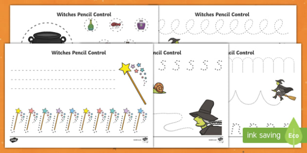 Witches Pencil Control Worksheet / Worksheets (teacher made)