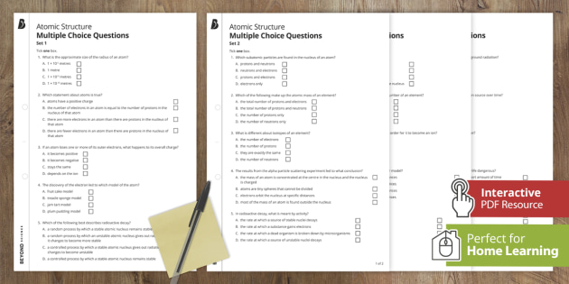 AQA GCSE Physics Atomic Structure MCQ Worksheets aqa-gcse-physics-atomic-structure-mcq-worksheets