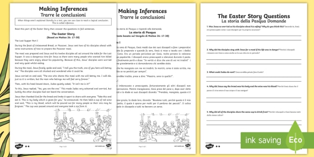 KS2 Easter Story Inference Differentiated Worksheet / Worksheets