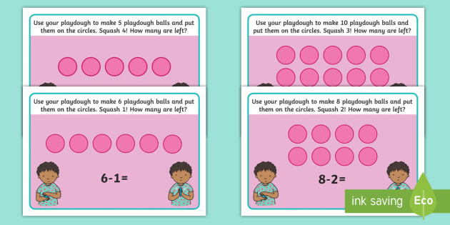 Subtraction Playdough Mats - Maths - Foundation