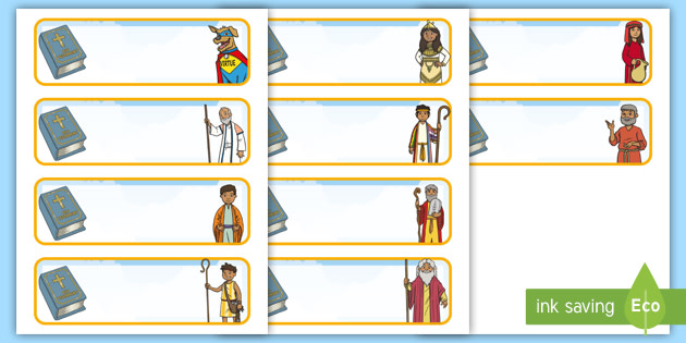 Vacation Bible School: Old Testament Heroes Editable Name Tags