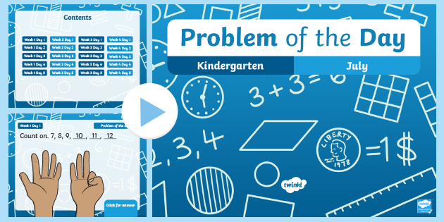 Kindergarten Math Problem of the Day - July PowerPoint