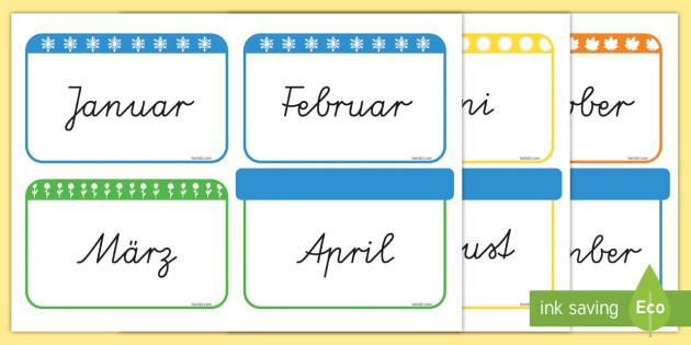 Months of the Year Flashcards German (teacher made)