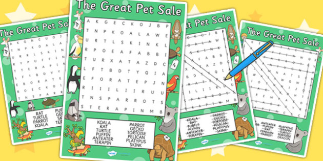 Word Search to Support Teaching on The Great Pet Sale