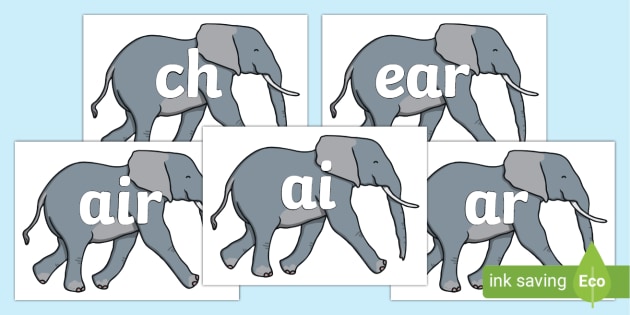 FREE! - Phase 3 Phonemes on Elephants (teacher made)
