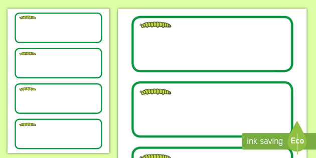 Caterpillar Themed Editable Drawer-Peg-Name Labels (Blank)