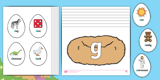 Phonics Phase 2 Egg and Nest Sorting Activity (teacher made)