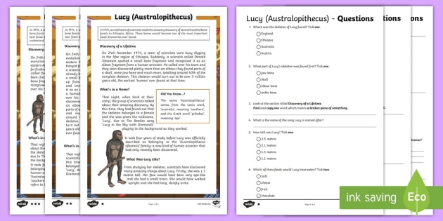 * NEW * LKS2 Lucy (Australopithecus) Differentiated Reading Comprehension