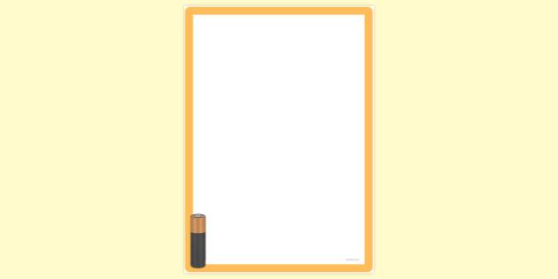 FREE! - Simple Battery Cell Page Border | Page Borders | Twinkl