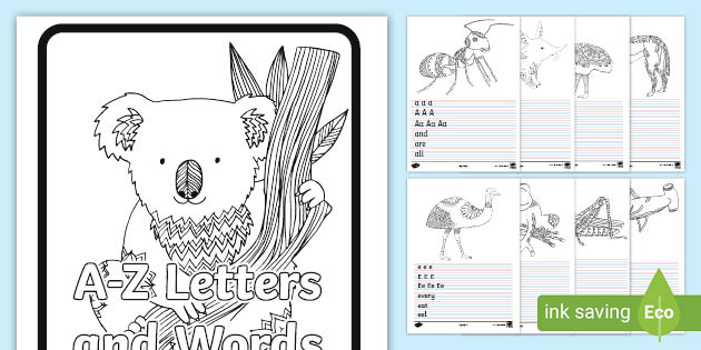 A-Z Letters and Words Handwriting Practice and Mindfulness Colouring ...