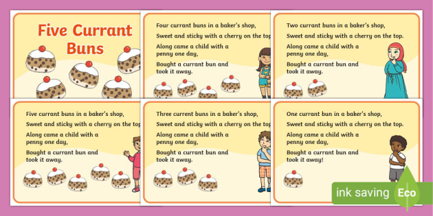 5 Currant Buns Story Sequencing (teacher made)