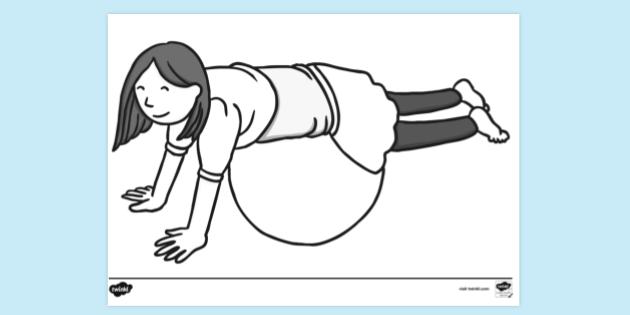 FREE! - Tummy on Ball Colouring Sheet - Creative Resource for Kids