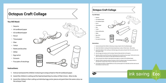 Octopus Craft Collage Activity (teacher made)