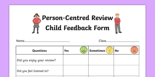 Person Centred Review Child Feedback Form teacher Made 