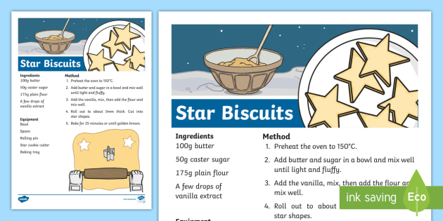 Space Star Biscuits Recipe (teacher made)
