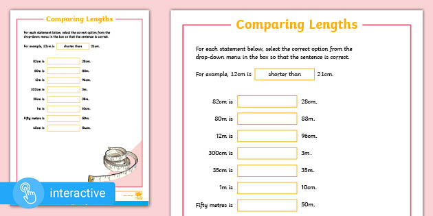 👉 Interactive PDF Y3 WRM: Compare Length (Y2 Revision)