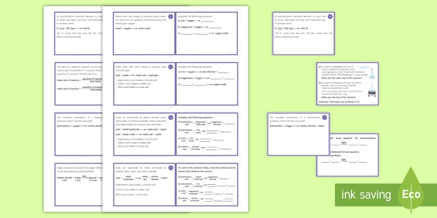 * NEW * Chemistry Equation Flashcards - neutralisation, acid