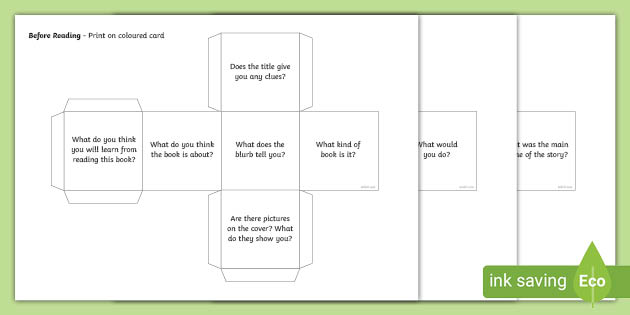 Reading Book Question Prompts Dice Net