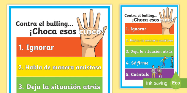 Póster DIN A: ¡Choca esos cinco! - Bulling (teacher made)