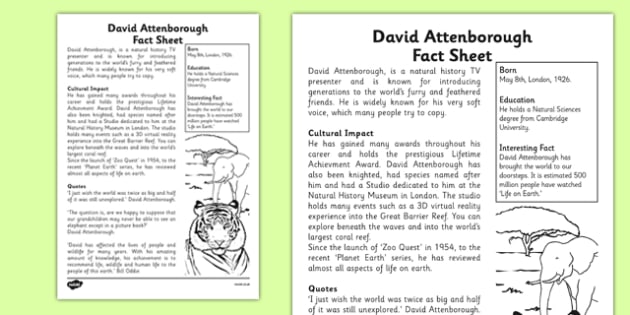 David Attenborough Significant Individual Fact Sheet