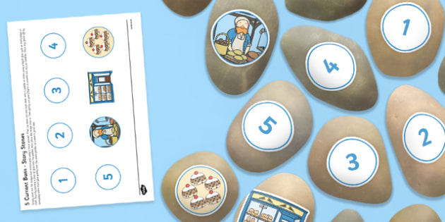 5 Currant Buns Story Stones Image Cut-Outs (teacher made)