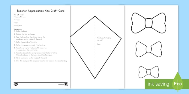Teacher Appreciation Kite Card Craft - Teacher Appreciation Week, Teacher
