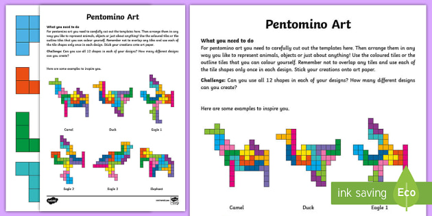 Pentominoes Art Activity - shape, geometry, create, paper