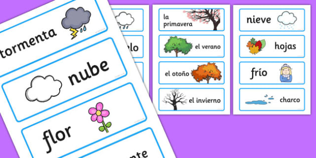 Tarjetas de vocabulario de las estaciones (Teacher-Made)