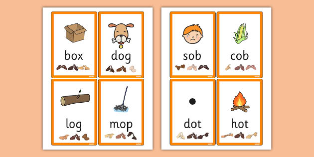 CVC Flash Cards with British Sign Language 'o'