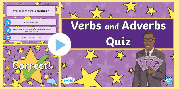 Verbs and Adverbs PowerPoint Quiz | Primary Resource