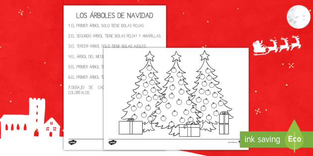 Ficha de actividad - Los árboles de Navidad | Twinkl
