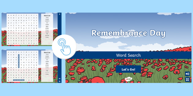 Interactive Remembrance Day Wordsearch