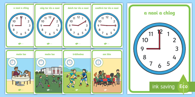 Time in Gaeilge | Display Posters | Easy to printTime in Gaeilge | Display