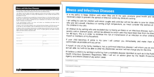 Childminder illness policy (teacher made)