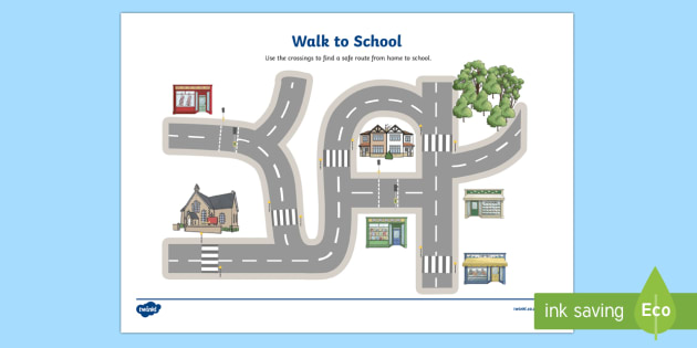 Let's all Walk to School Road Crossing Maze Activity