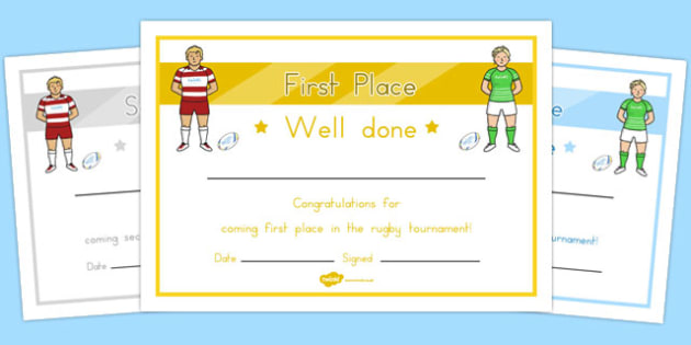 Rugby Tournament Certificates