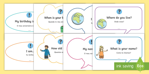 Basic Phrase Posters English/Portuguese (teacher made)