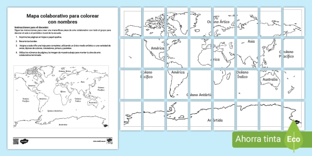 Mapa Del Mundo Sin Los Nombres II Planisferio