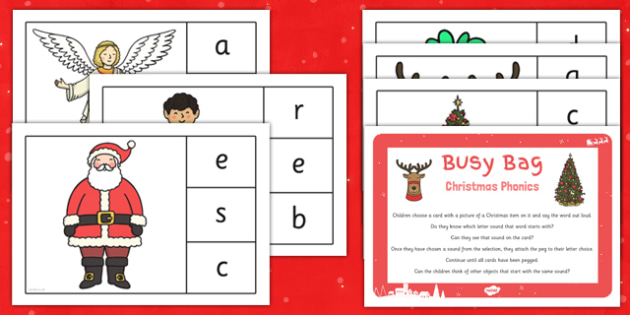 Christmas Phonic Matching Busy Bag Resources Pack for Parents