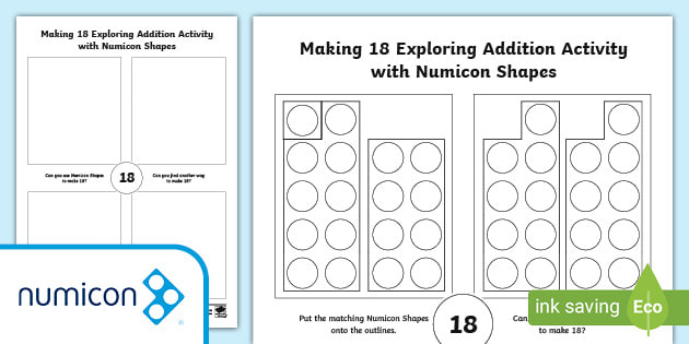 👉 Making 18 Exploring Addition Activity with Numicon Shapes