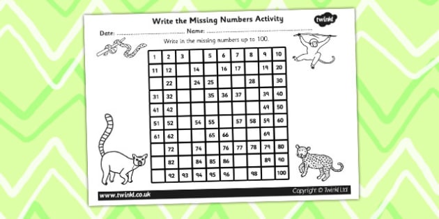 Jungle Themed Missing Number Number Square